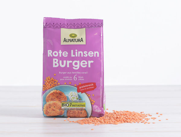 Bio Rote Linsen Burger, 200g von Alnatura liefern lassen