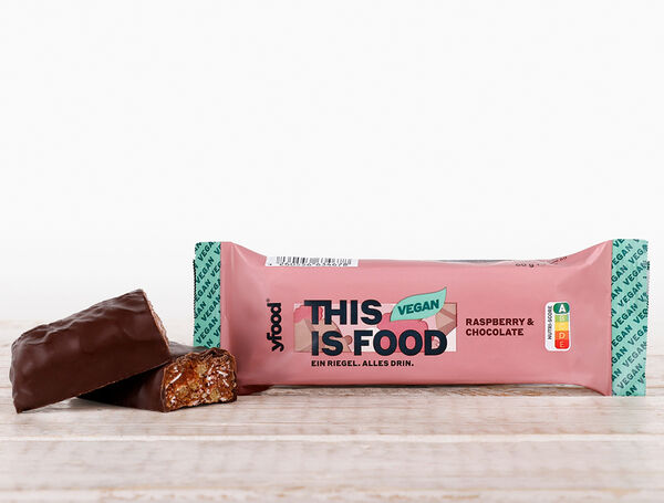 Have the Protein Bar Raspberry vegan from YFood delivered