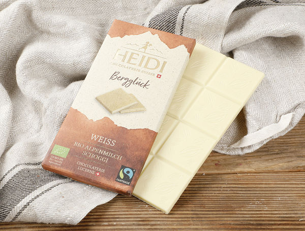Heidi Organic White Alpine Milk chocolate 75g delivered from Heidi