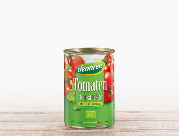Have the Bio Tomatoes with Basil, 400g from dennree delivered