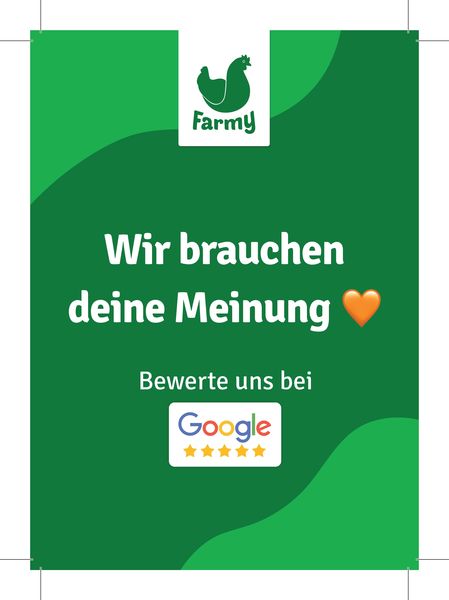 Rate us on Google Flyer – Farmy, Zurich – Farmy.ch